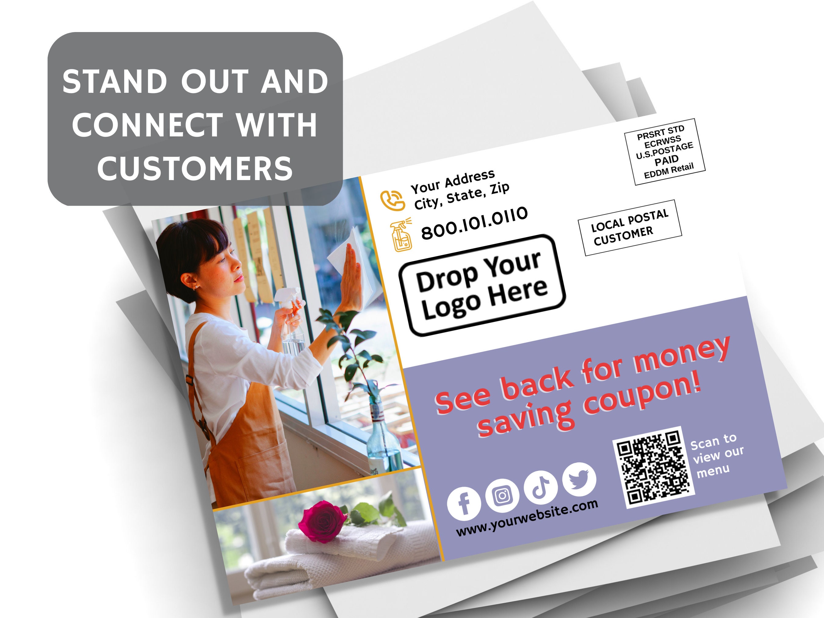 Cleaning Service EDDM Postcard, Coupon Marketing Mailer, Fully Editable ...
