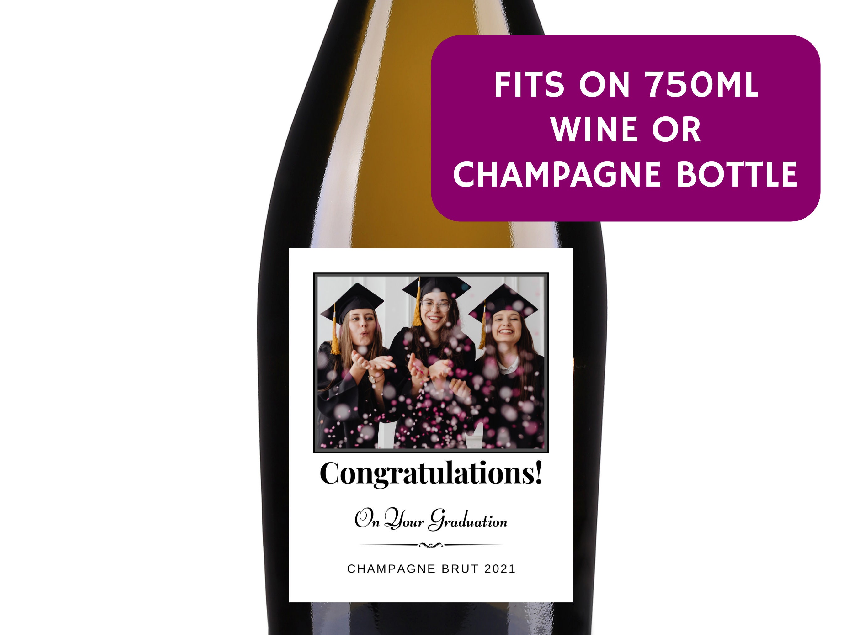 Graduation Gift Champagne Bottle Photo Label, Personalized Wine for ...