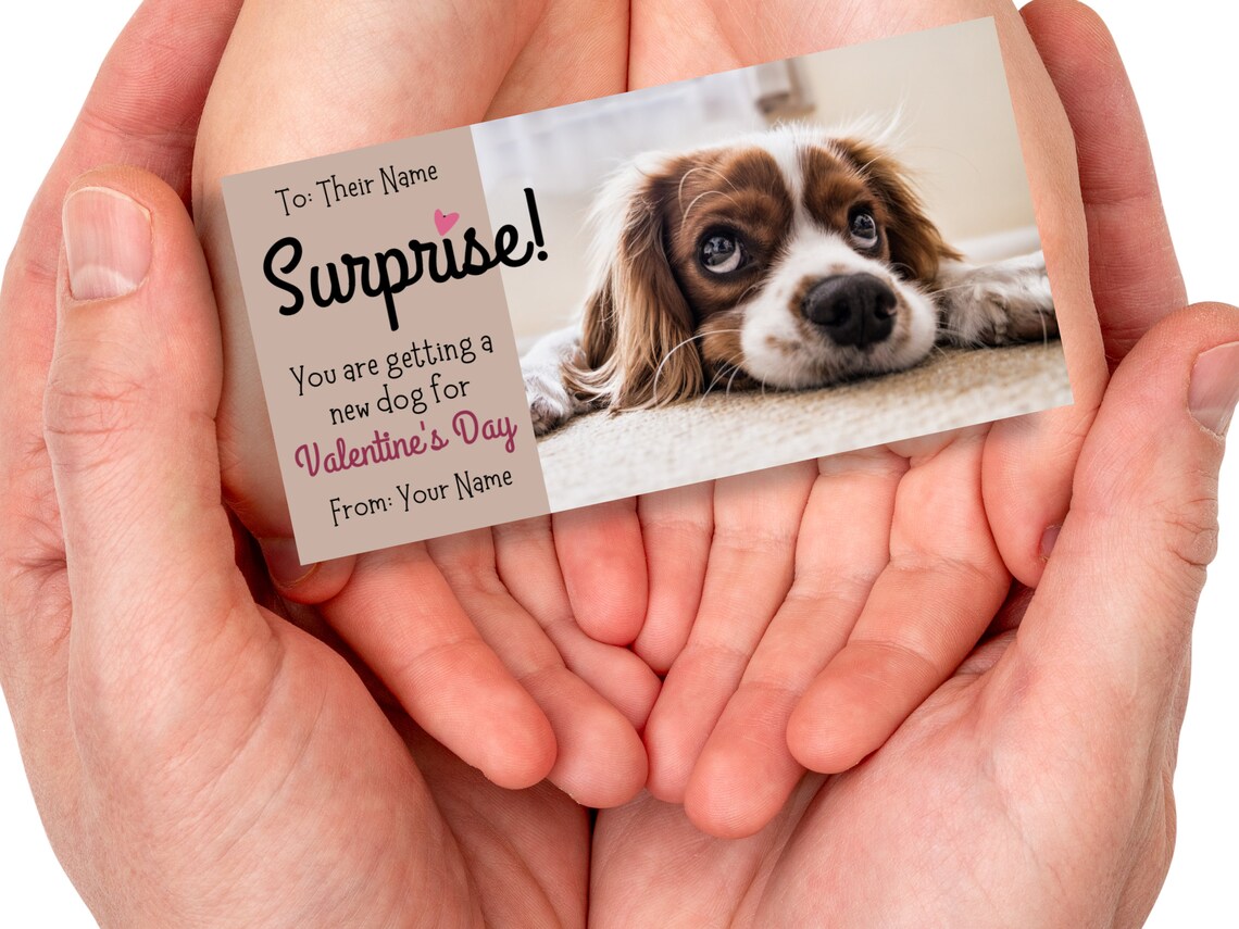 Puppy & Dog Gift Reveal Certificate Surprise Gift Card - Etsy