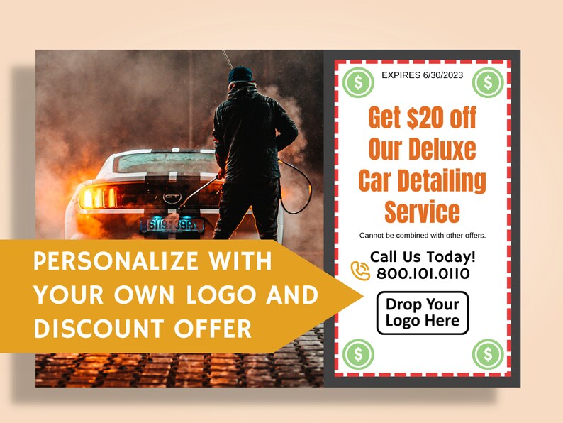 Car Detailing Coupon Postcard, Auto Wash Marketing Mailer, Fully ...