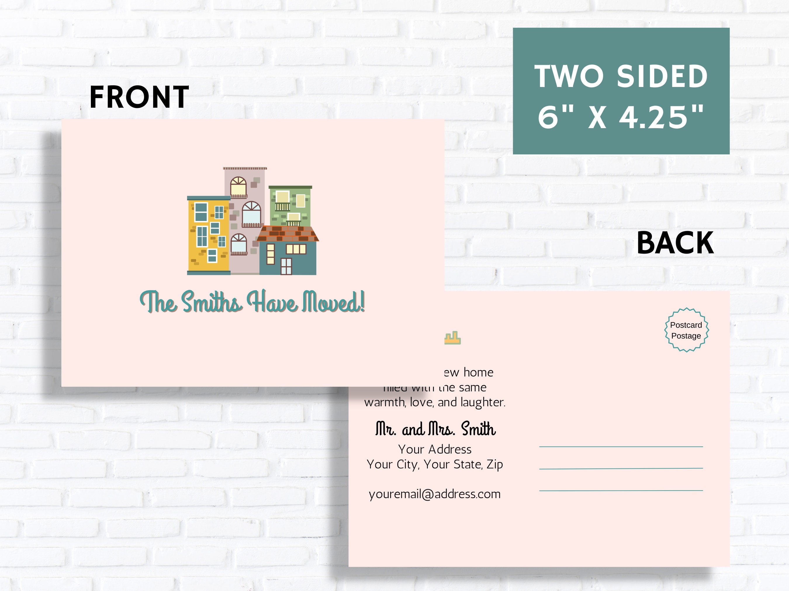 Editable Moving Postcard, New Address Mailer, Fully Personalize in ...