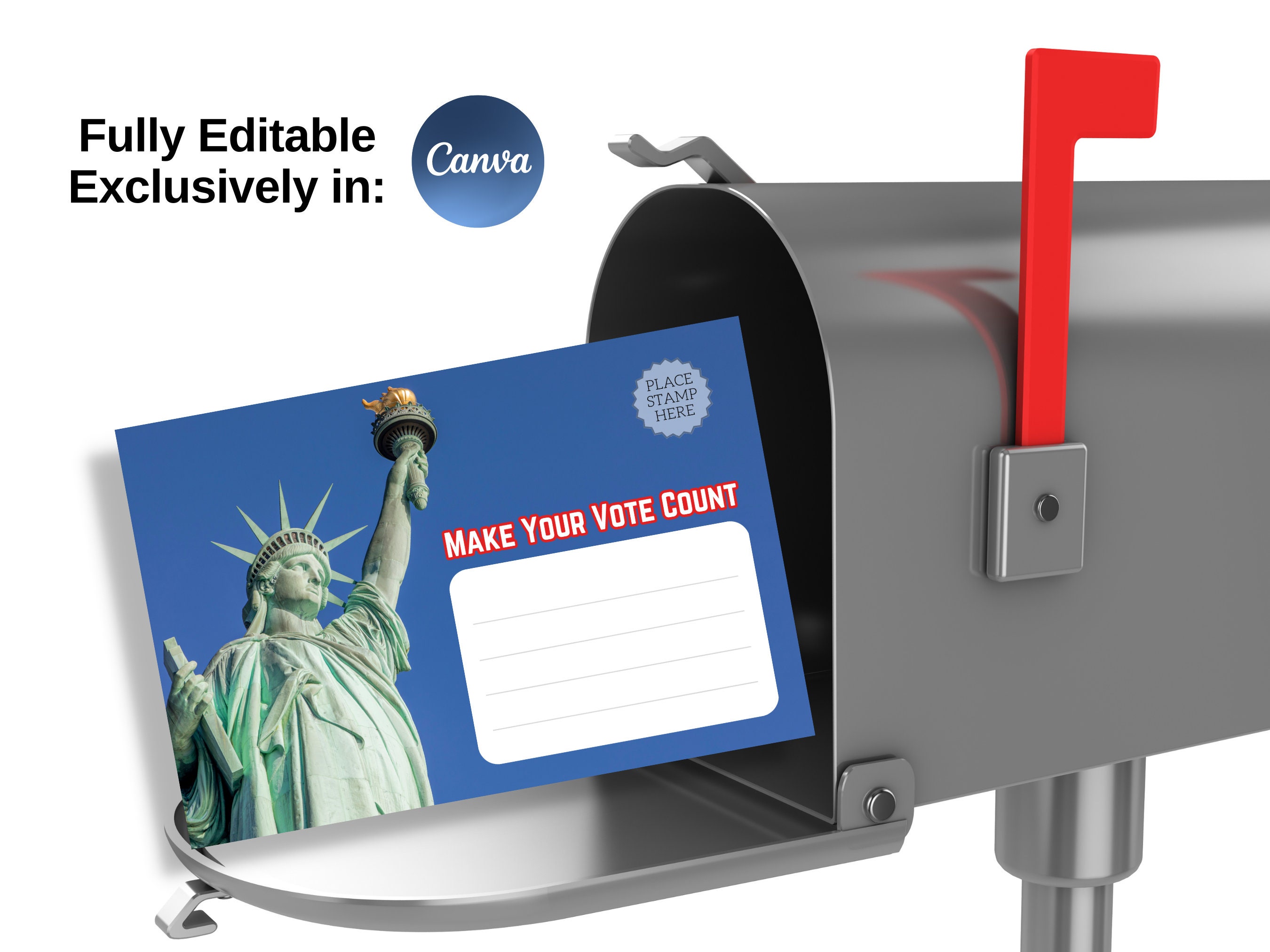 Editable Voter Postcard, Space to Write Personal Note, Get Out the Vote ...