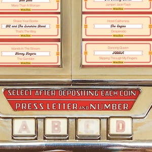 Editable Wurlitzer Jukebox Labels, Retro Song and Artist Labels ...