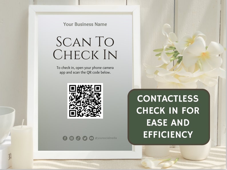 Printable Check in QR Code Scan Sign Paperless Registration - Etsy