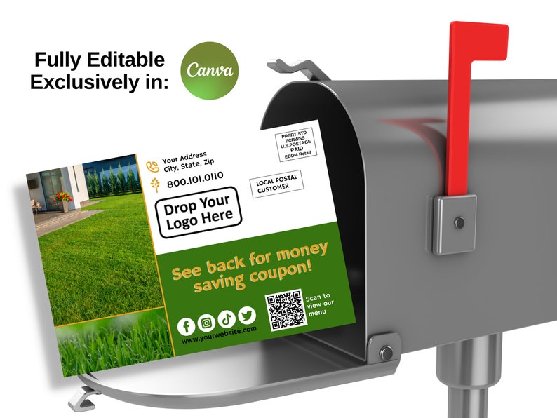 Lawn Service EDDM Postcard, Coupon Marketing Mailer, Fully Editable ...