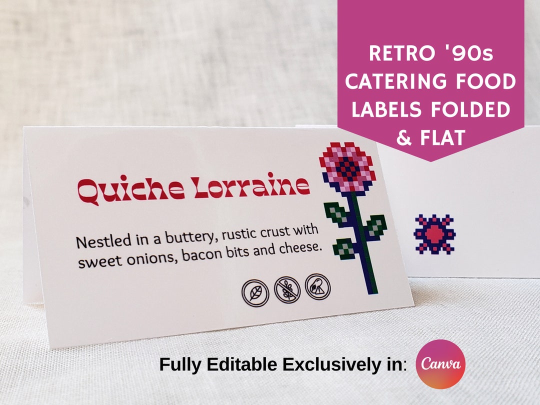 Retro '90s Catering Food Labels for Entertaining Great - Etsy