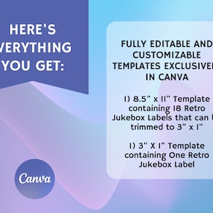 Editable Retro Jukebox Labels, Song and Artist Label, Customize With ...