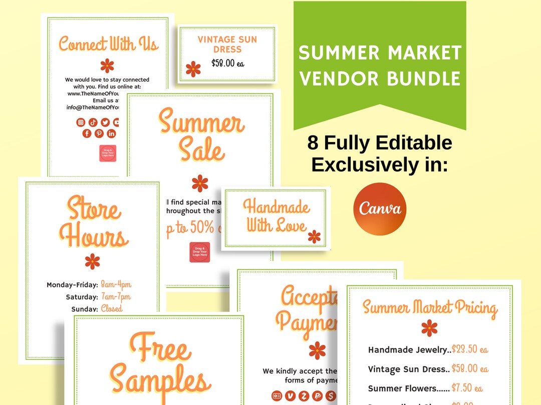 Summer Market Vendor Bundle, Farmers Market and Craft Fair Display ...