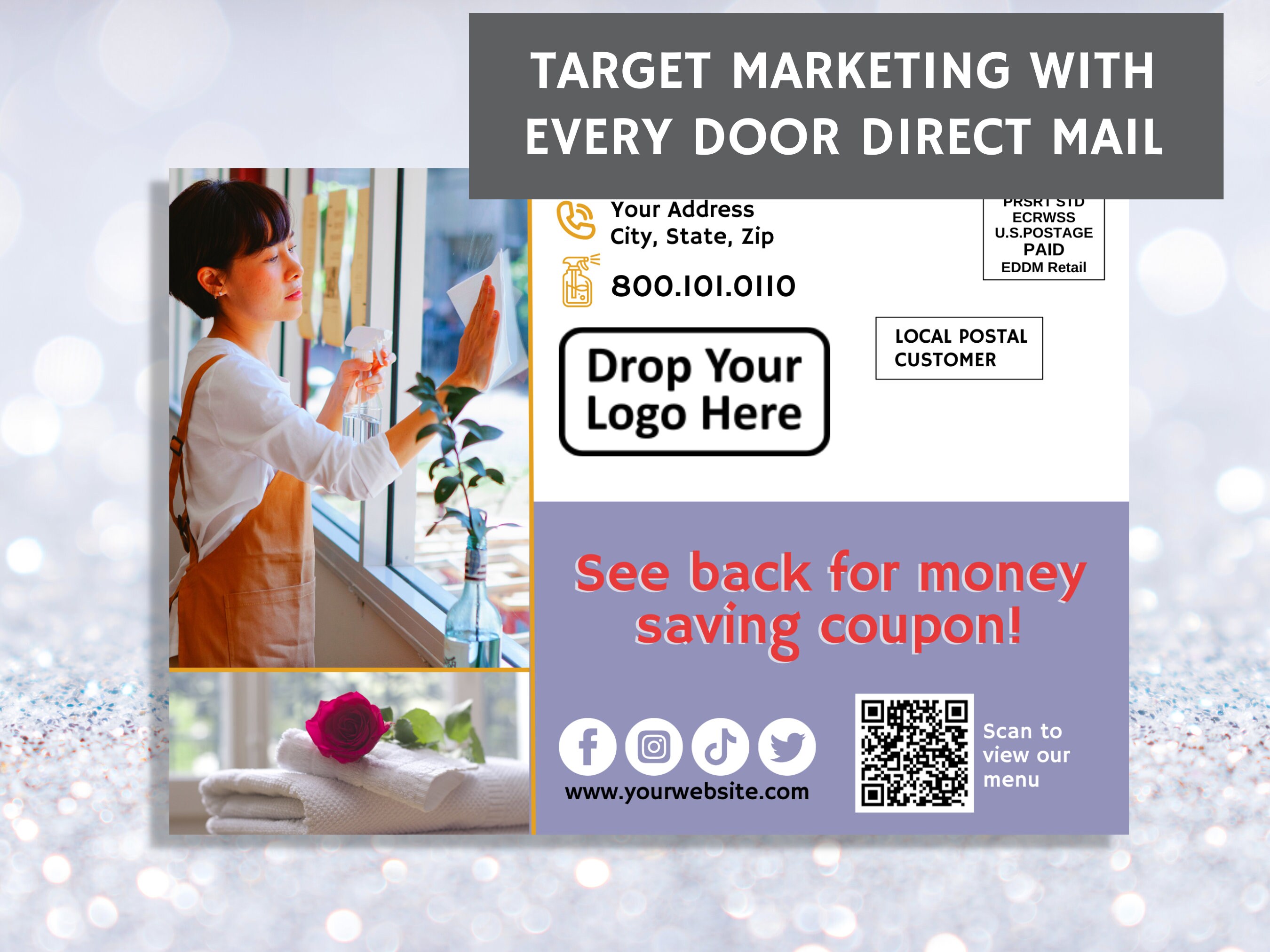 Cleaning Service EDDM Postcard, Coupon Marketing Mailer, Fully Editable ...