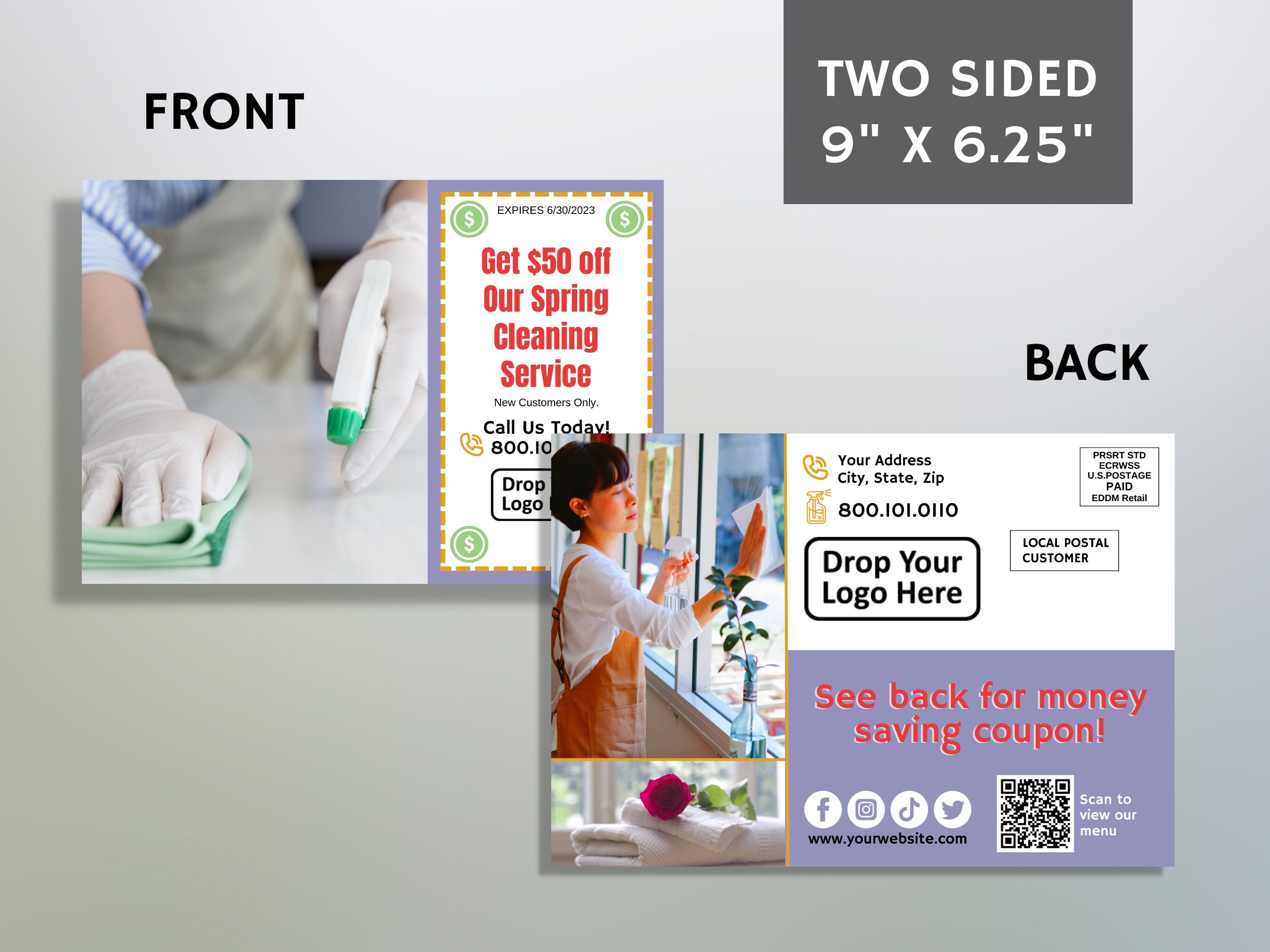 Cleaning Service EDDM Postcard, Coupon Marketing Mailer, Fully Editable ...