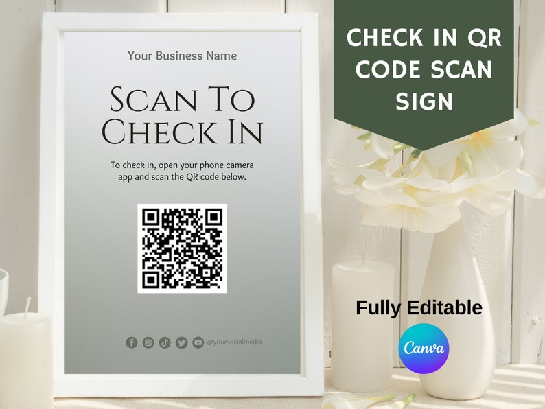 Printable Check in QR Code Scan Sign Paperless Registration - Etsy