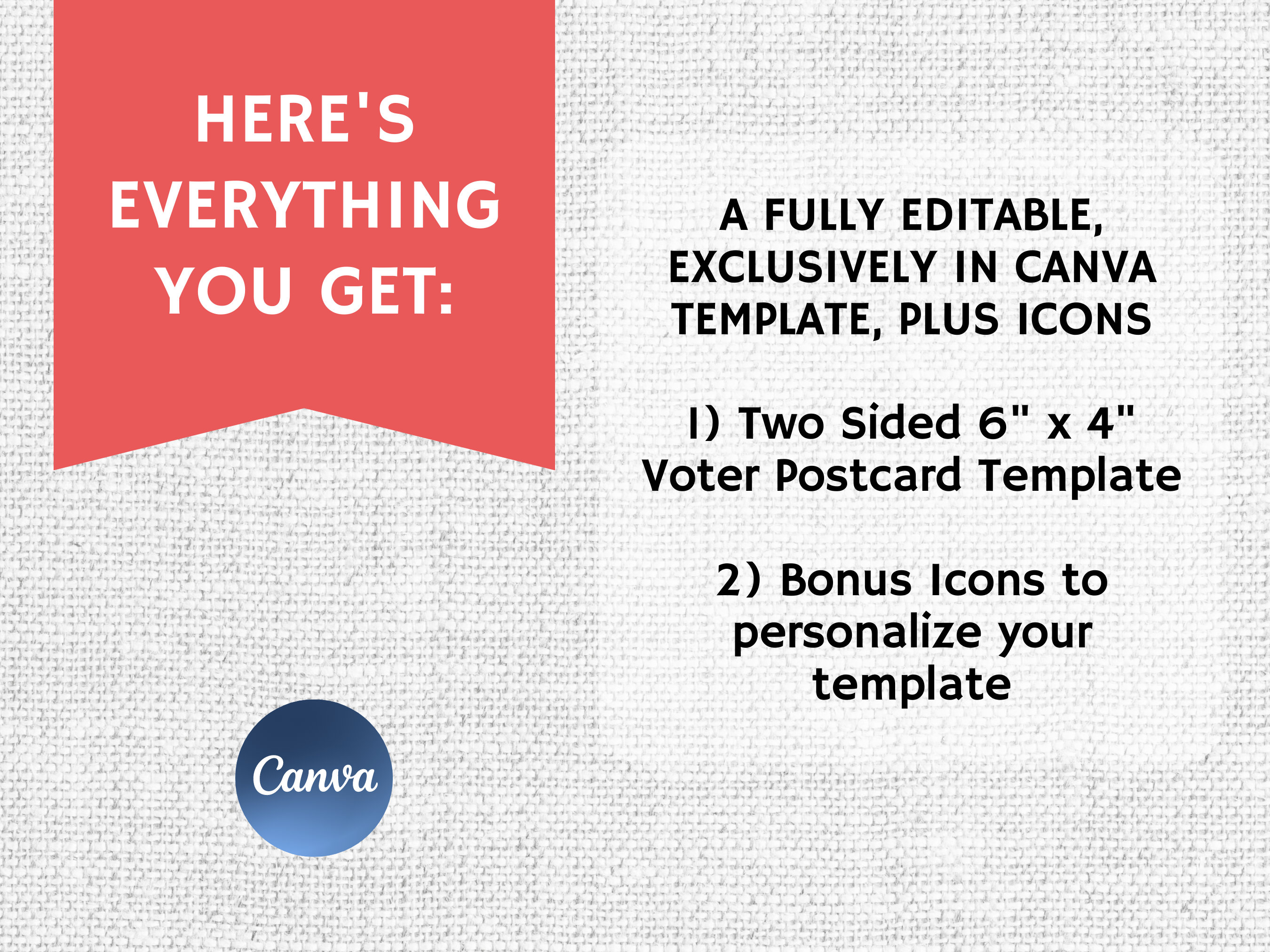 Editable Voter Postcard, Space to Write Personal Note, Get Out the Vote ...