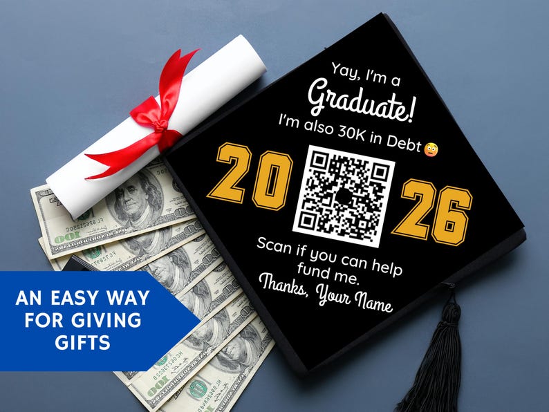 Funny Graduation Cap Topper, Class of 2026, Humorous Go Fund Me Gift ...