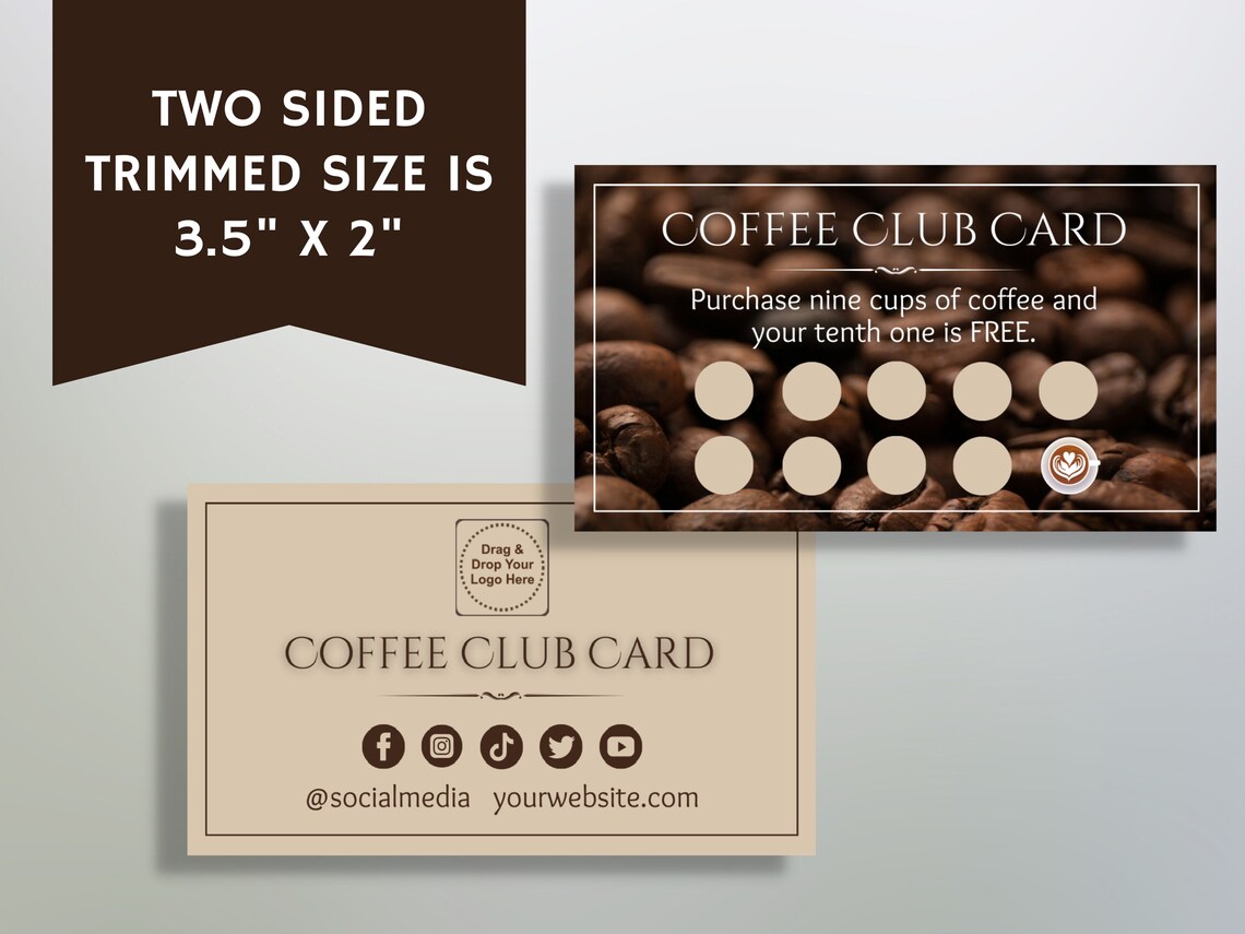 Coffee Club Loyalty Card, Coffee Shop Rewards Template, Fully Editable ...