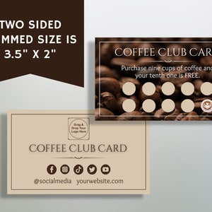 Coffee Club Loyalty Card, Coffee Shop Rewards Template, Fully Editable ...