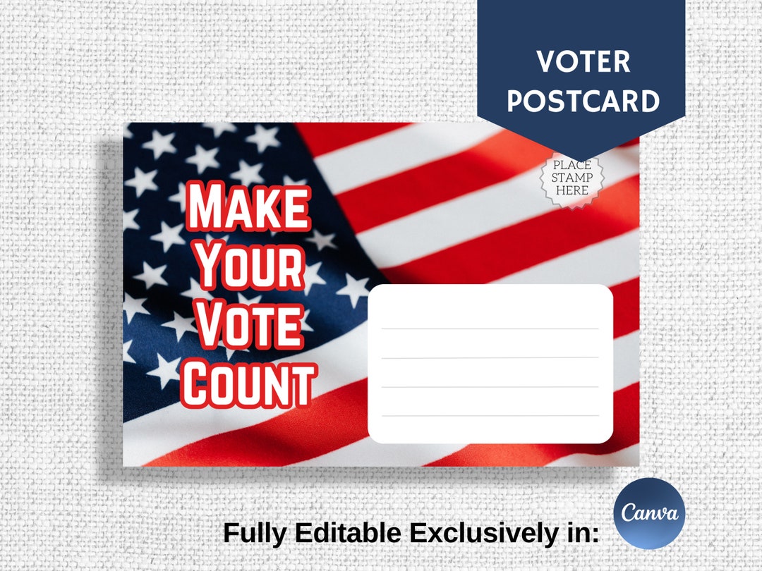 Editable Voter Postcard Space to Write Personal Note Get Out - Etsy