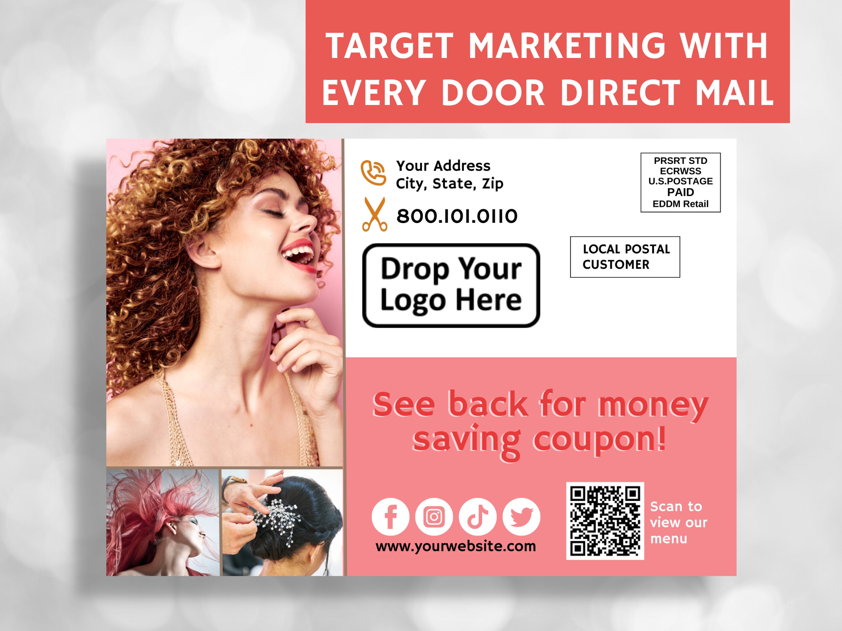 Hair Salon EDDM Coupon Postcard, Marketing Mailer, Fully Editable in ...