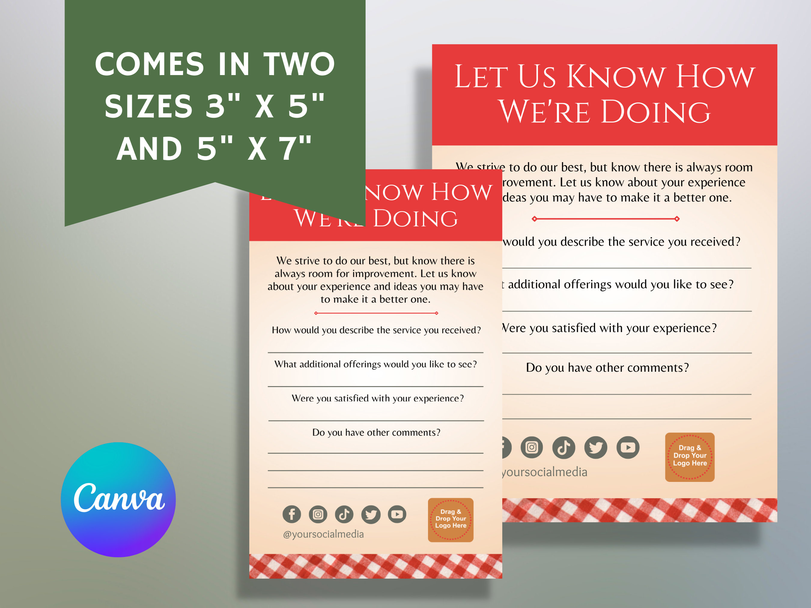 Comment Card for Suggestion Box, Customer Feedback Form, Fully Editable ...