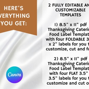 Thanksgiving Catering Food Labels for Entertaining, for Business and ...