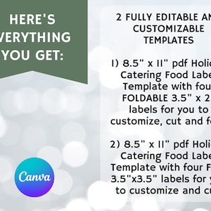Holiday Catering Food Labels for Entertaining, Great for Business and ...