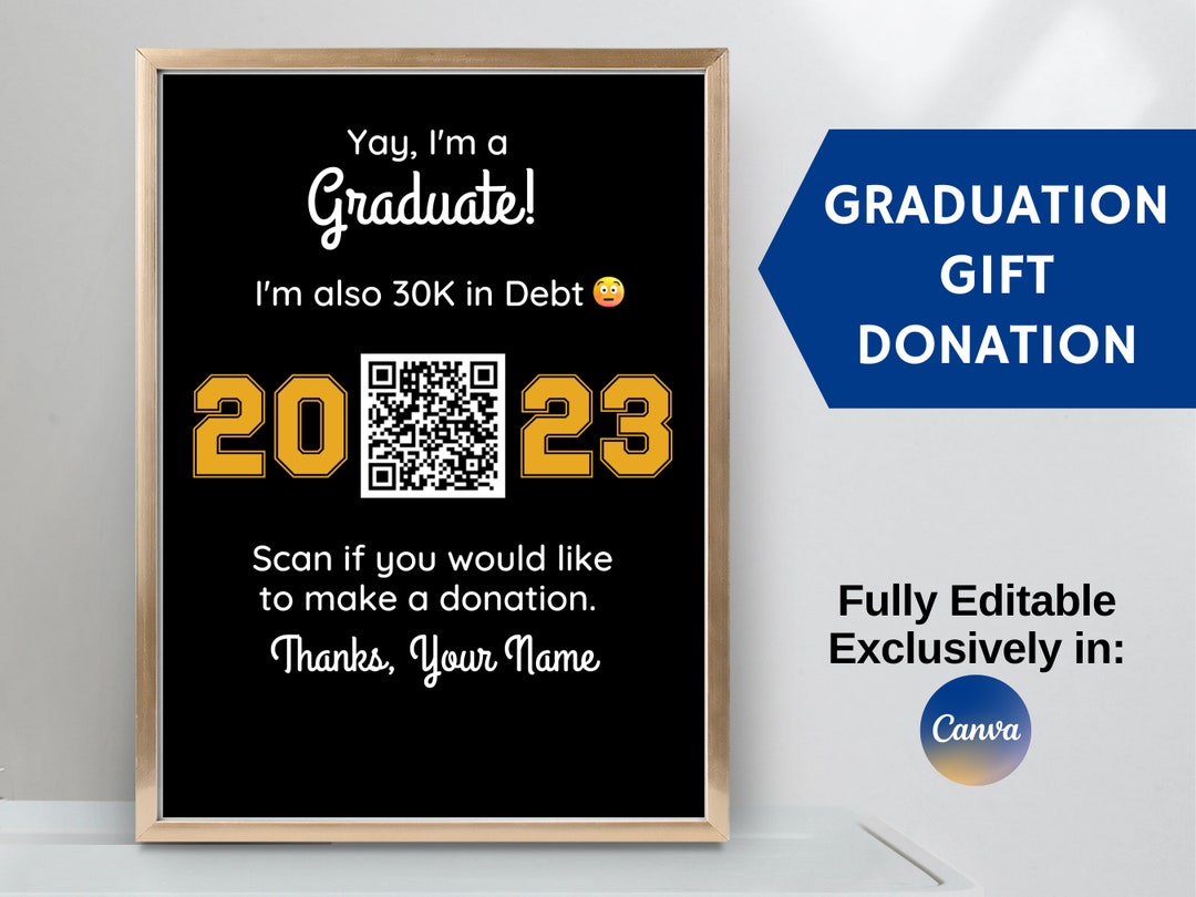 Editable Graduation Gift Donation Sign Humorous Go Fund Me - Etsy