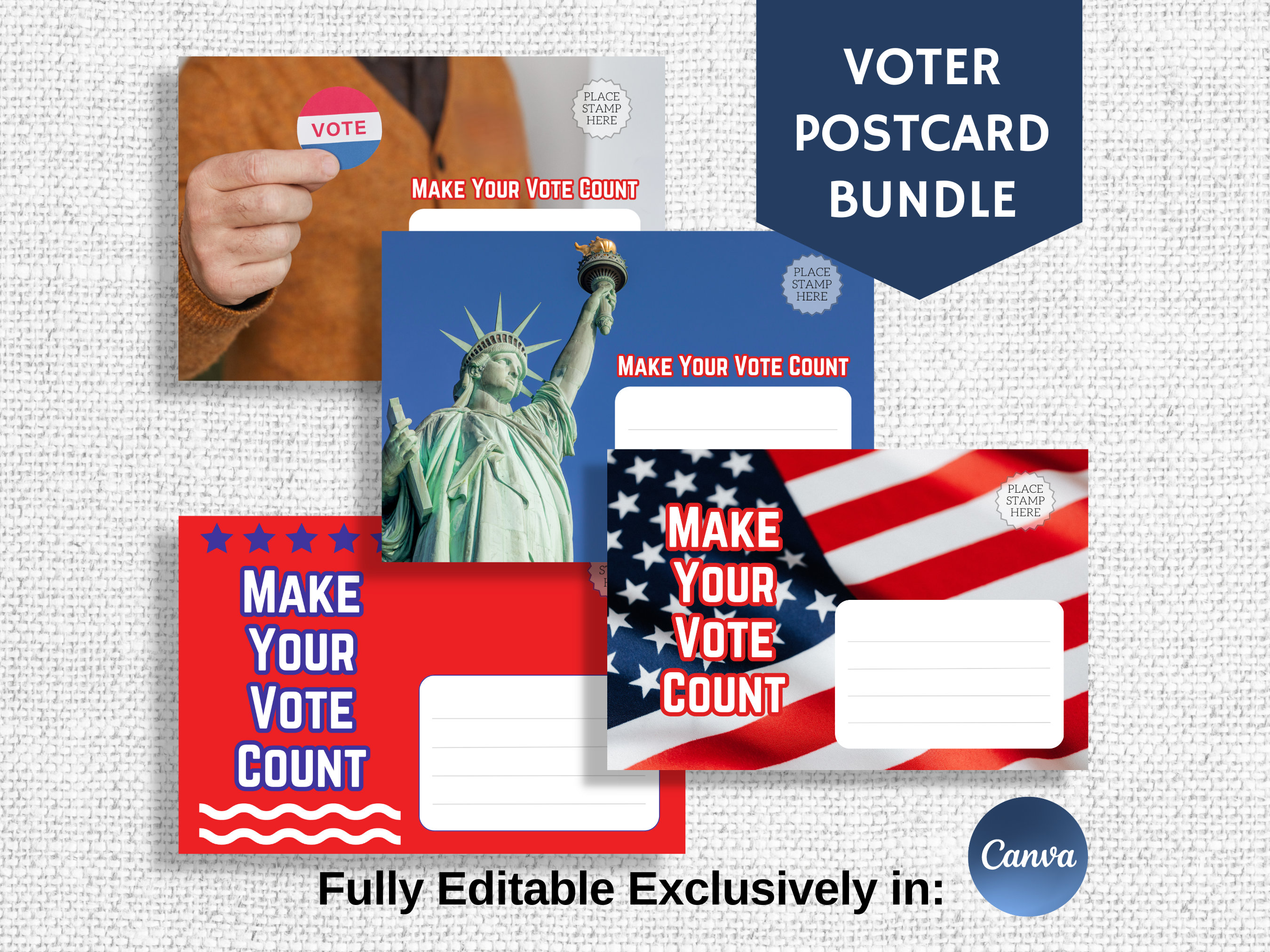 Editable Voter Postcard Bundle 4 Pack, With Space to Write Personal ...