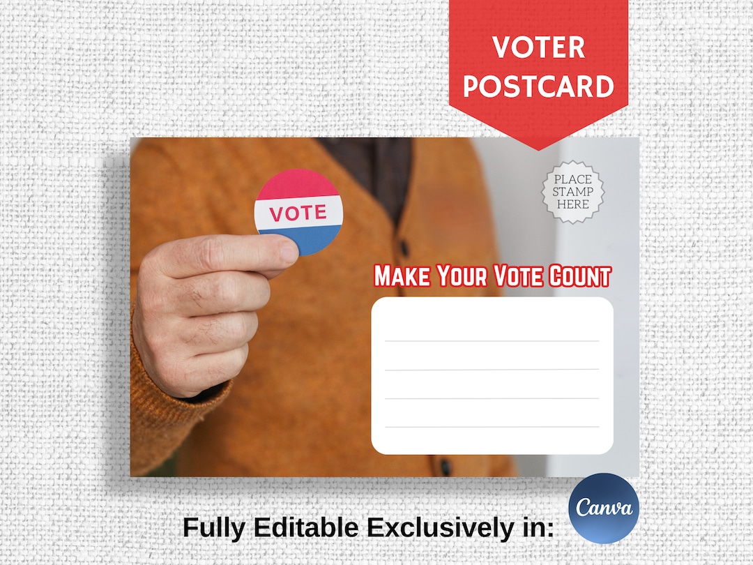 Editable Voter Postcard, Space to Write Personal Note, Get Out the Vote ...