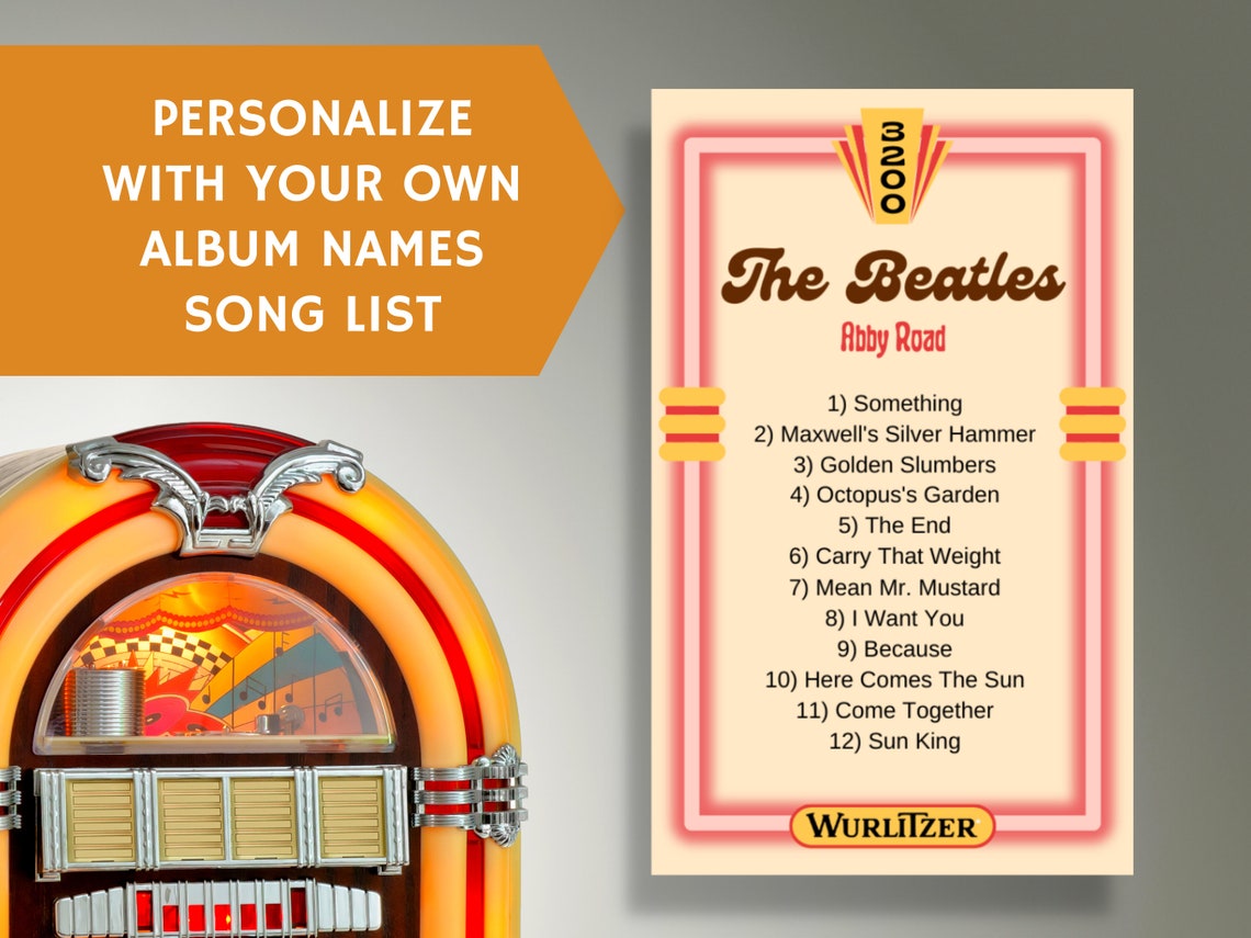 Editable Wurlitzer Jukebox Labels, Retro Album and CD Labels, Customize ...