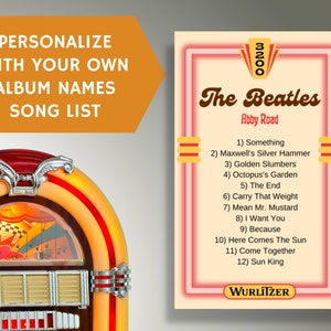 Editable Wurlitzer Jukebox Labels, Retro Album and CD Labels, Customize ...