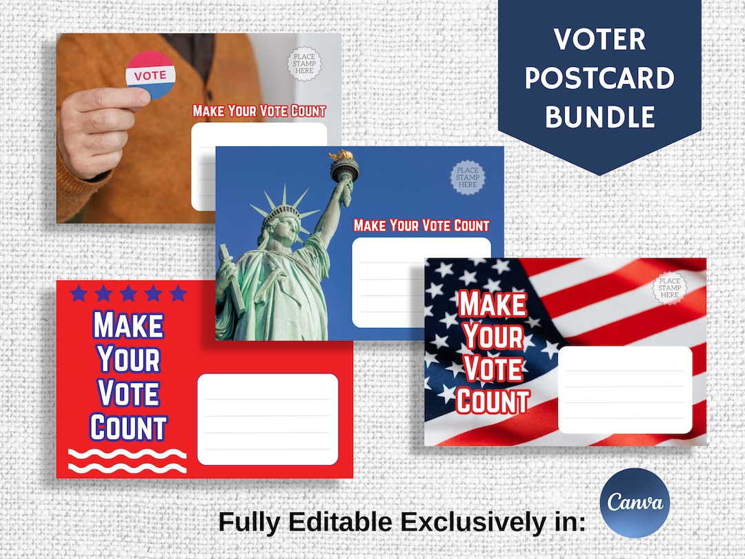 Editable Voter Postcard Bundle 4 Pack With Space to Write - Etsy