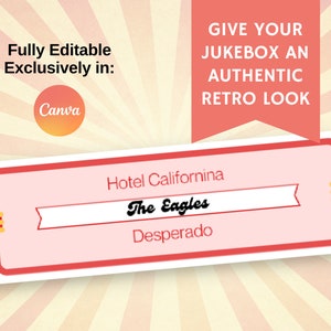 Editable Retro Jukebox Labels, Song and Artist Label, Customize With ...