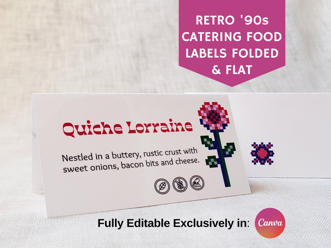 Retro '90s Catering Food Labels for Entertaining, Great for Business ...