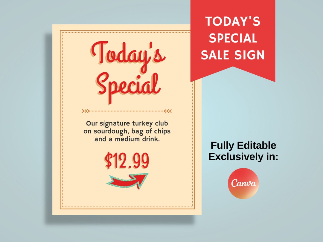 Today's Special Sign, Daily Sale Signage, Marketing Tools for Shops ...