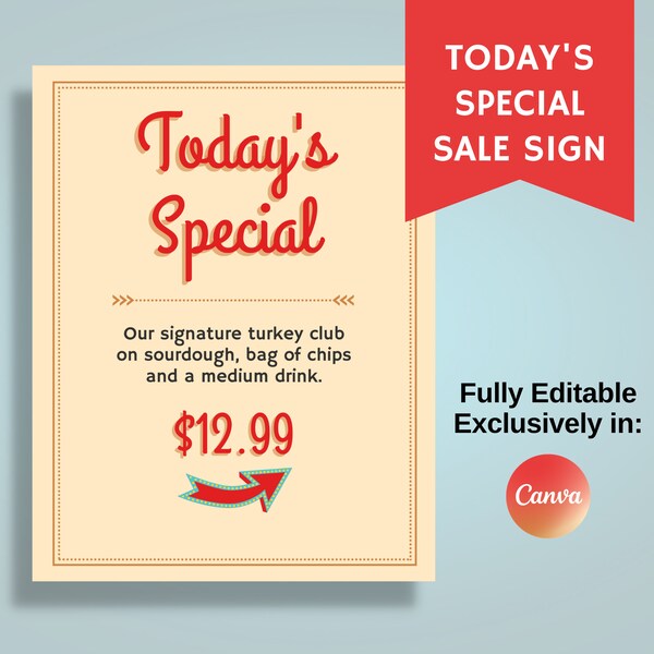 Todays Special Sign - Etsy
