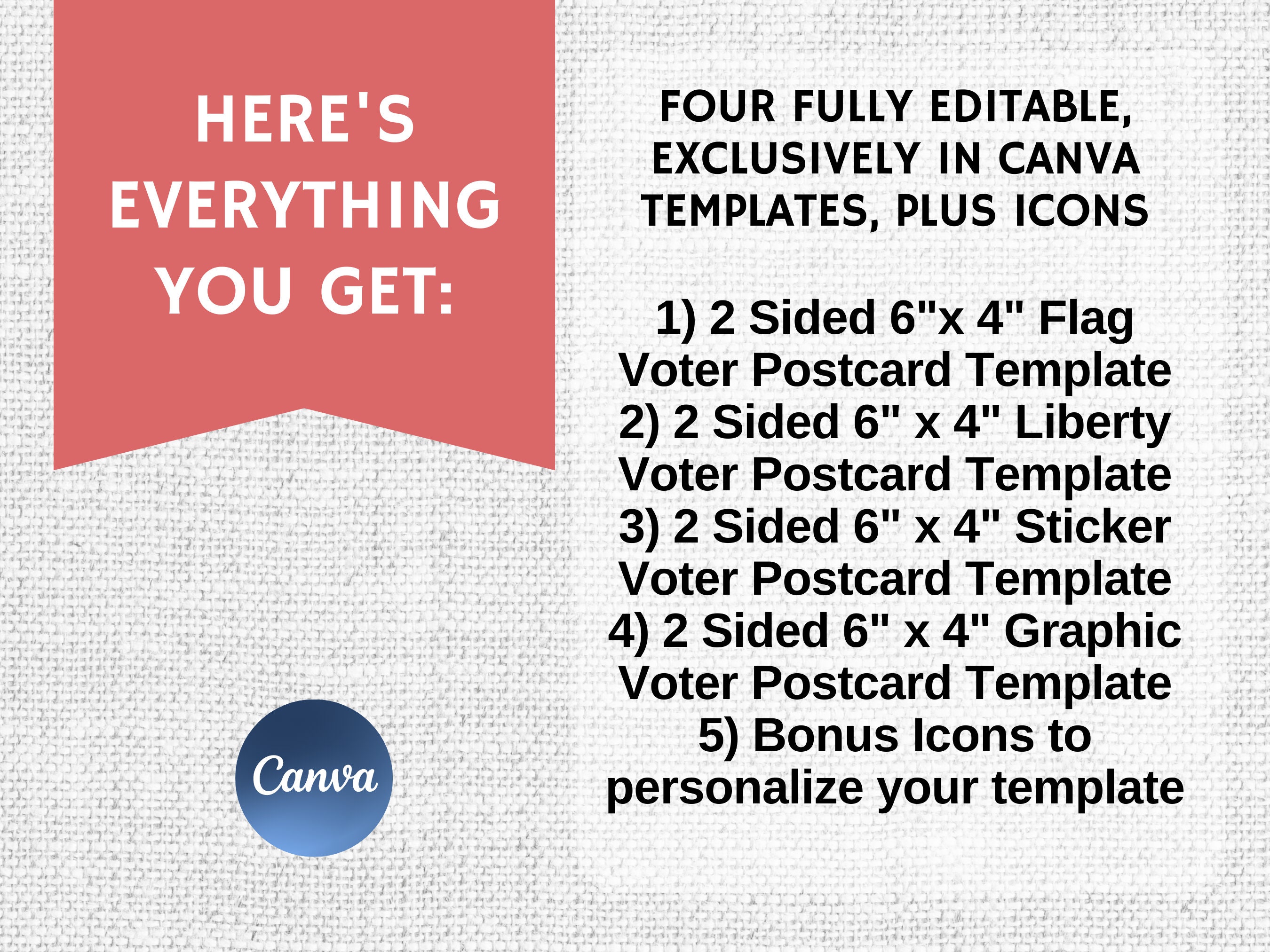 Editable Voter Postcard Bundle 4 Pack, With Space to Write Personal ...