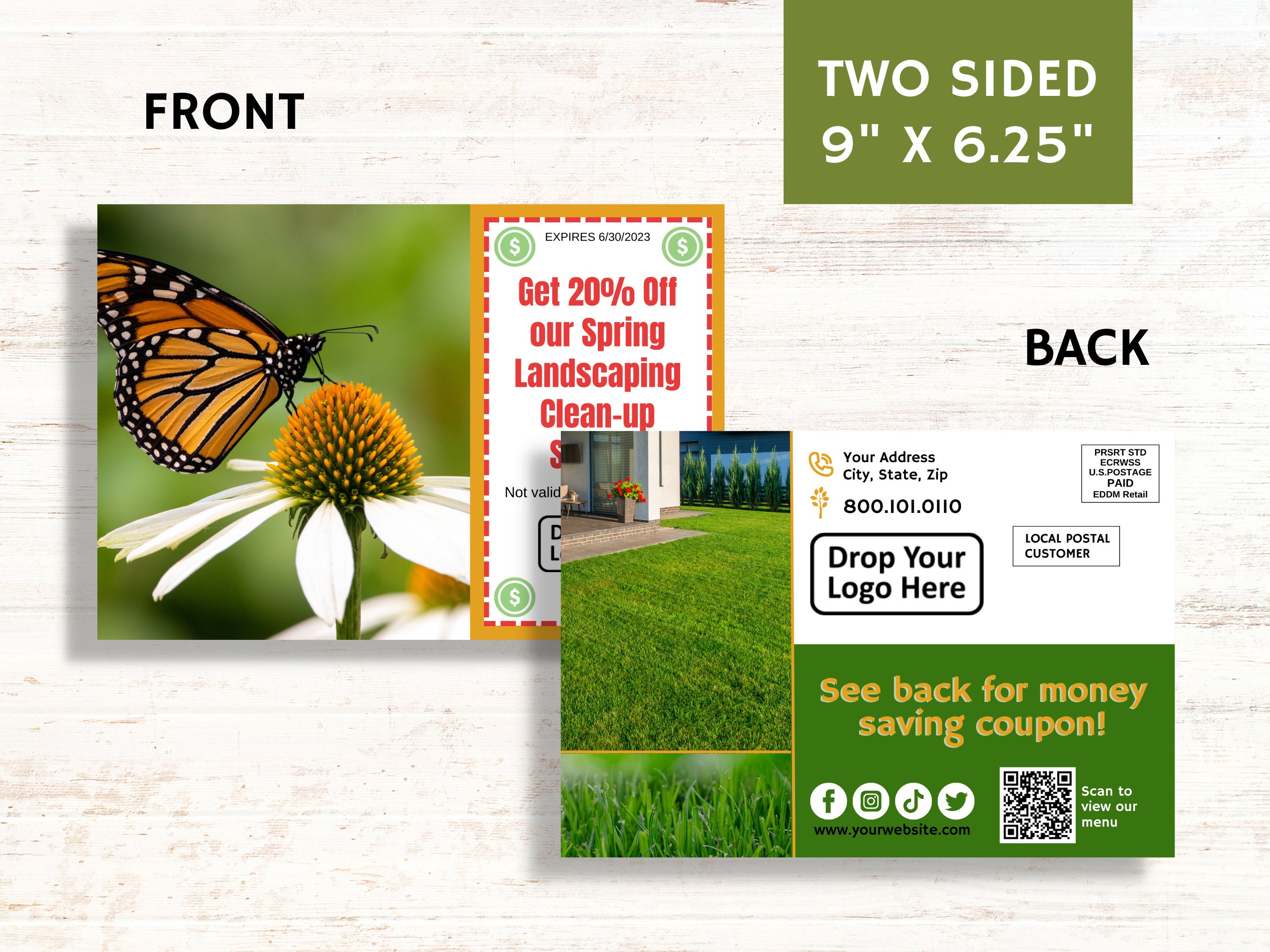 Lawn Service EDDM Postcard, Coupon Marketing Mailer, Fully Editable ...