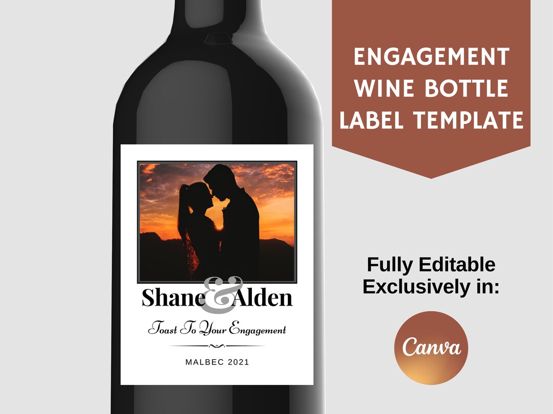 Engagement Wine Bottle Label Personalized Wine for Couple - Etsy