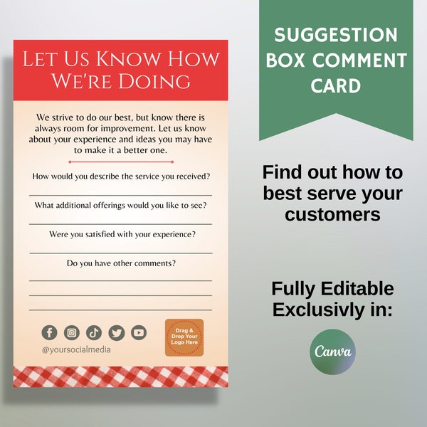 Customer Feedback Card Template - Etsy