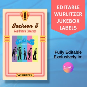 Editable Wurlitzer Jukebox Labels, Retro Album and CD Labels, Customize ...