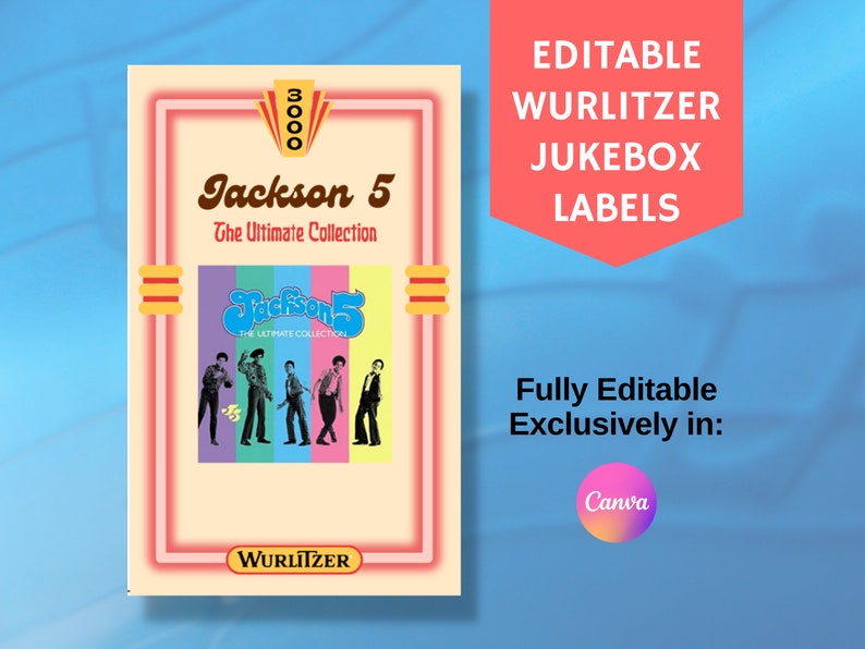 Editable Wurlitzer Jukebox Labels, Retro Album and CD Labels, Customize ...