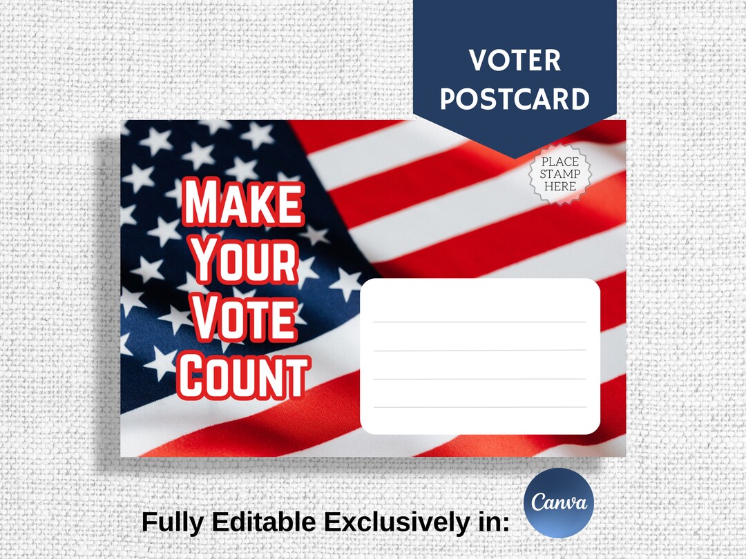 Editable Voter Postcard, Space to Write Personal Note, Get Out the Vote ...