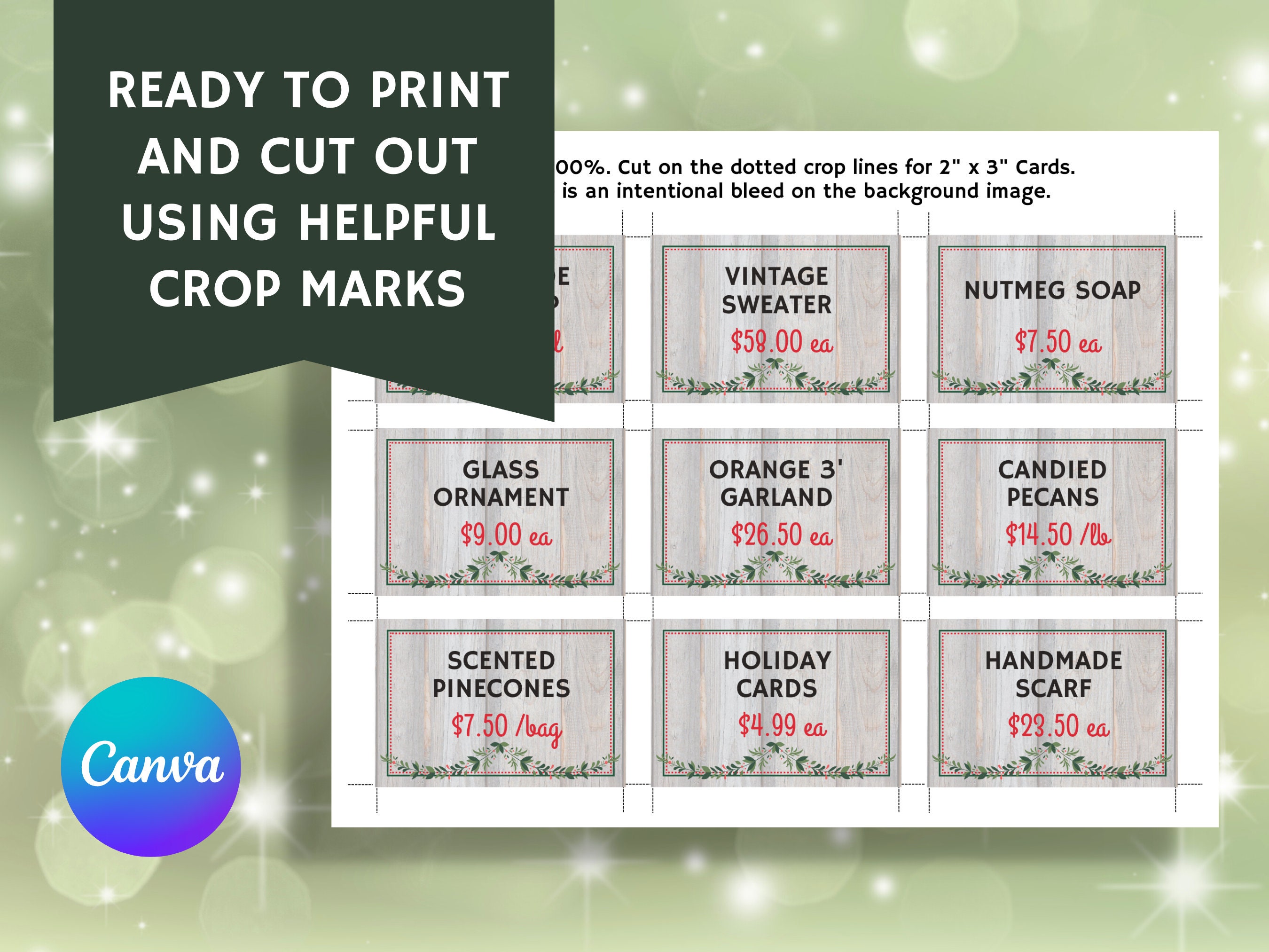 Holiday Product Pricing Labels, Farmers Market and Craft Fair Marketing ...
