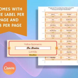 Editable Wurlitzer Jukebox Labels, Retro Song and Artist Labels ...