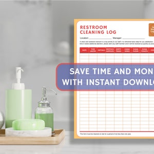 Restroom Cleaning Log, Commercial Bathroom Template, Fully Editable in ...