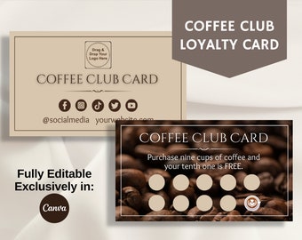 Coffee Loyalty Card Template - Etsy