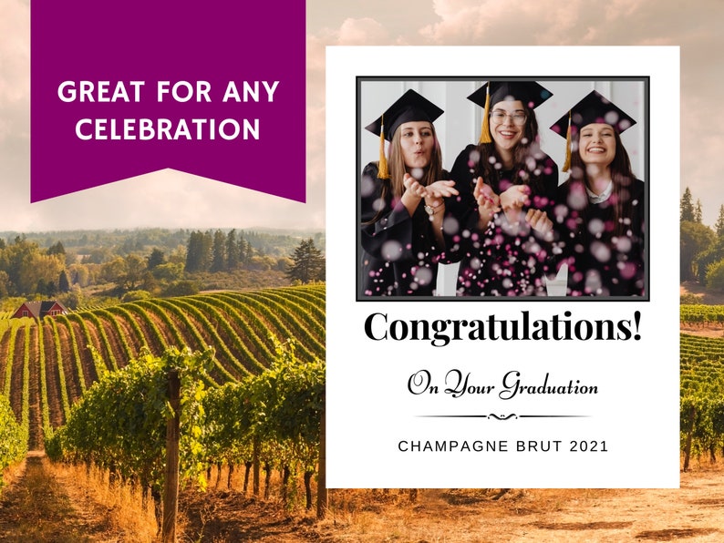 Graduation Gift Champagne Bottle Photo Label, Personalized Wine for ...