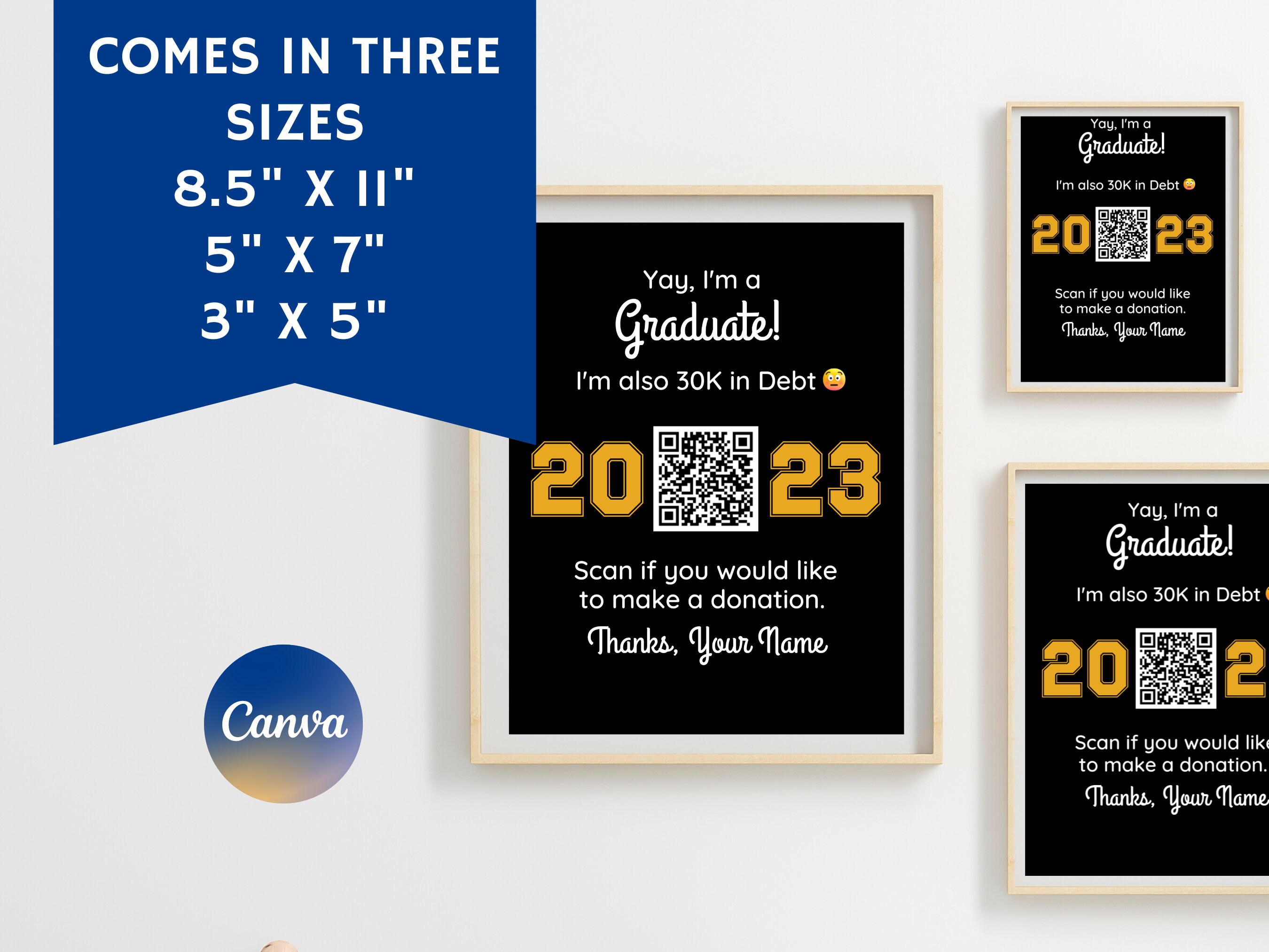 Editable Graduation Gift Donation Sign Humorous Go Fund Me - Etsy