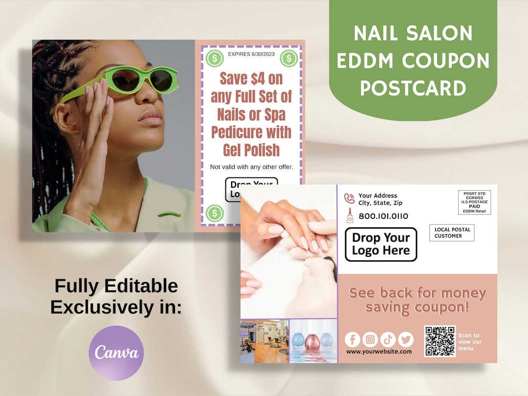 Nail Salon EDDM Coupon Postcard Marketing Mailer Fully - Etsy