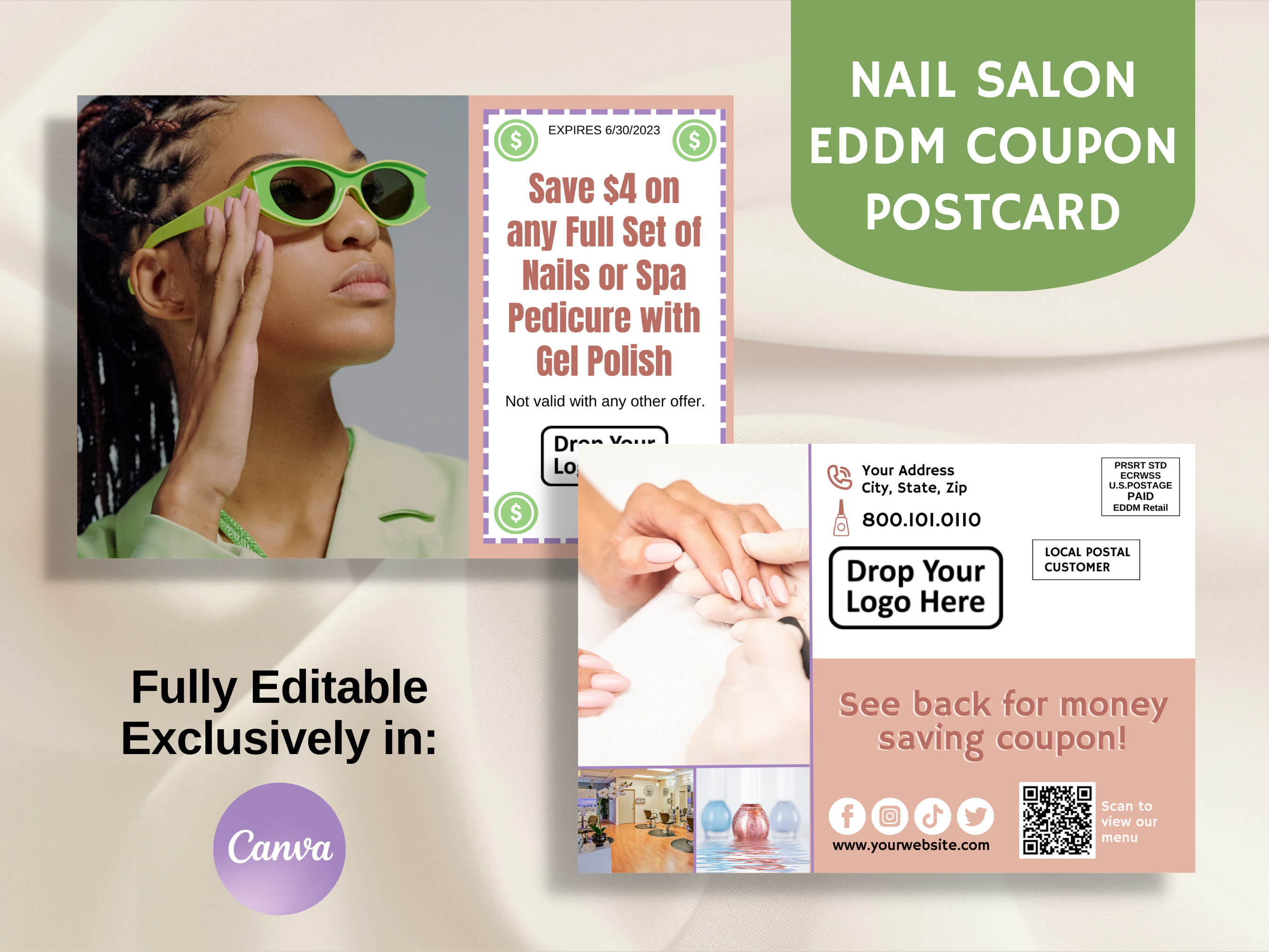 Nail Salon EDDM Coupon Postcard Marketing Mailer Fully - Etsy