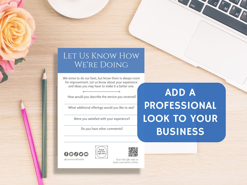 Comment Card for Suggestion Box, Customer Feedback Form, Fully Editable ...